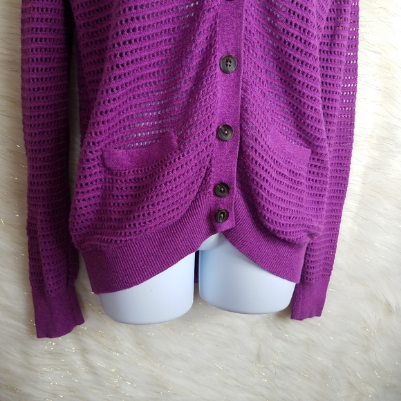 Fossil | Sweaters | Fossil Open Knit Cardigan Fuschia Medium | Poshmark